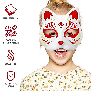 NUOBESTY 10 Pcs White Face Paper Masks Blank Mask for Decorating DIY Painting Masquerade Cosplay Party (Cat Style)