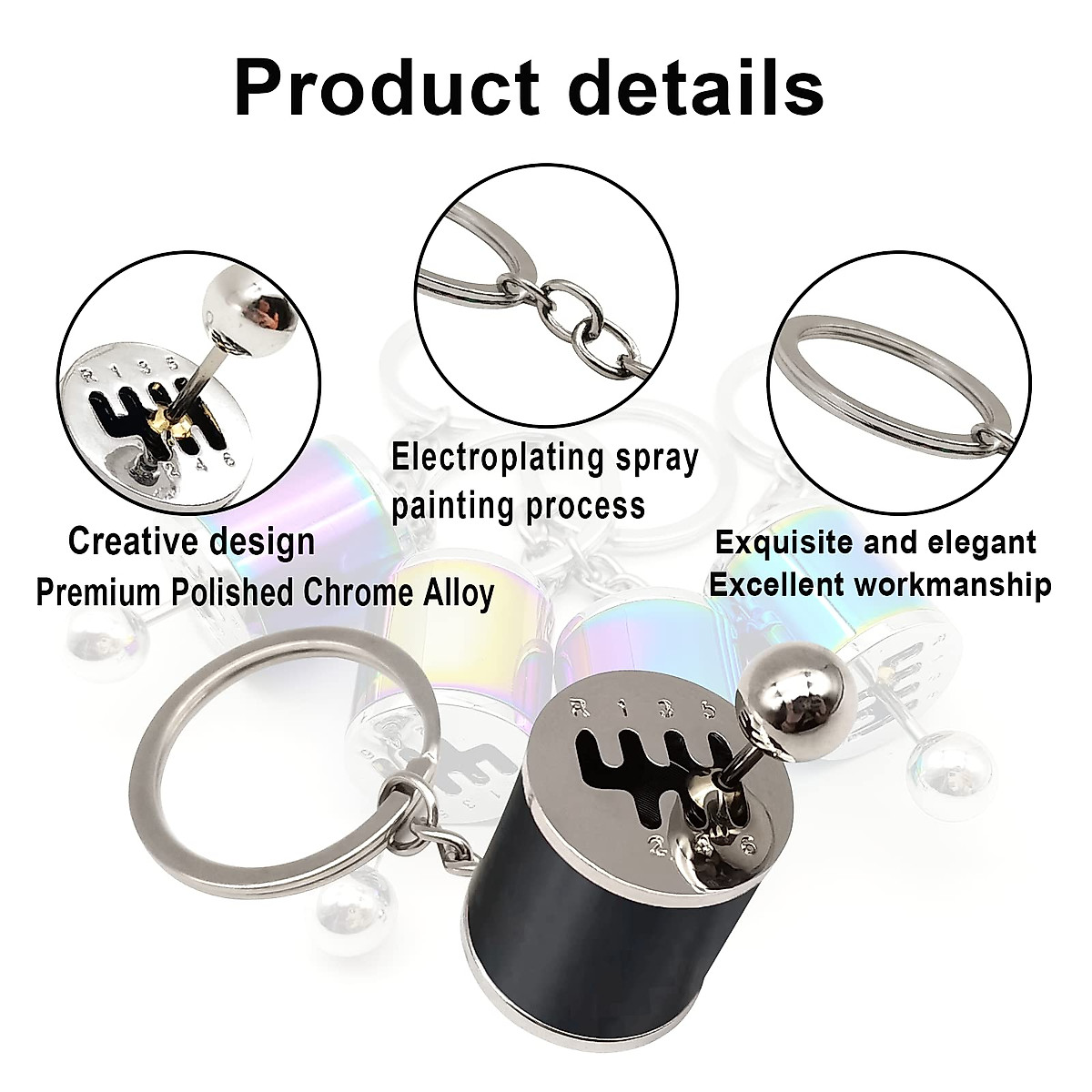 stymart Shifter Gear Keychain, 6 Speed Gear Box Shifter Keychain Key chain Ring, Mini Car Gear Shift Stick Knob Keyring, Car Key Fob Keychain Accessories(Black)