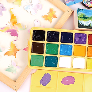 HIMI Gouache Paint Set Jelly Cup 18 Vibrant Colors Non Toxic Paints with Portable Case Palette for Artist Canvas Painting Watercolor Papers, Rich Pigment, 30ml/Cup