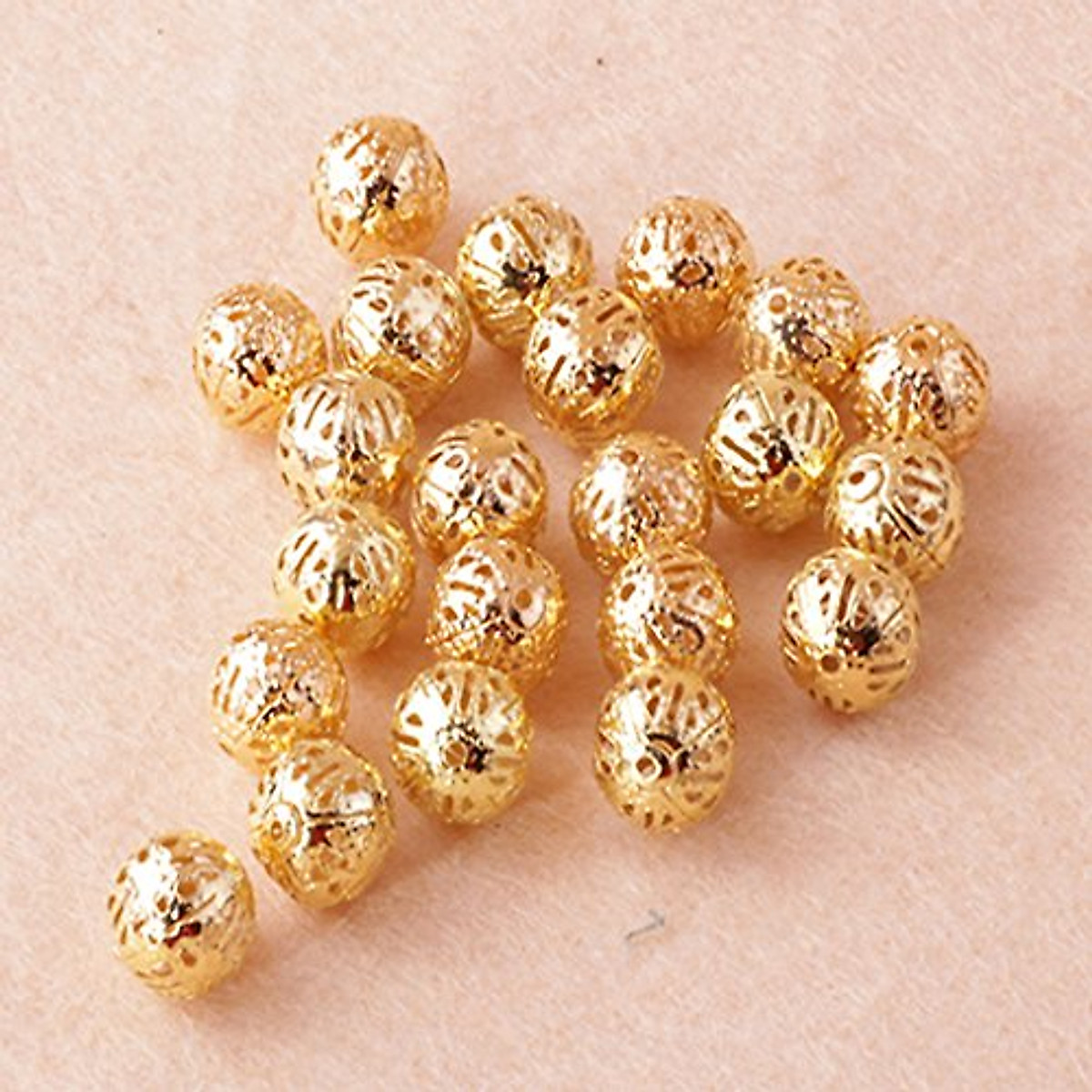 YOYOSTORE 100pcs Gold Plated Spacer Hollow Round Ball Beads Base 10mm for Jewelry Bracelets Necklace Make DIY Tool