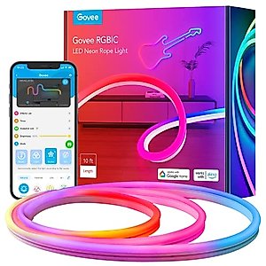 Govee Neon Rope Lights, RGBIC Rope Lights with Music Sync, DIY Design, Works with Alexa, Google Assistant, Gaming Lights, 10ft LED Strip Lights for Bedroom Living Room Decor (Not Support 5G WiFi)