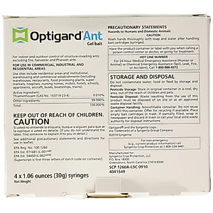 Syngenta - TRTD11568 - Optigard Ant Bait Gel Box - 4 Tubes w/Plunger - 30g Each Tube & Syngenta Advion - Arena 12ct Bag Insecticide Ant Bait Station, White Single