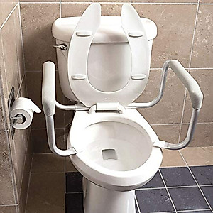 DMI Toilet Safety Rails Toilet Handles for The Elderly Toilet Safety Handrails Frame Easy Assembly with no Tools, White