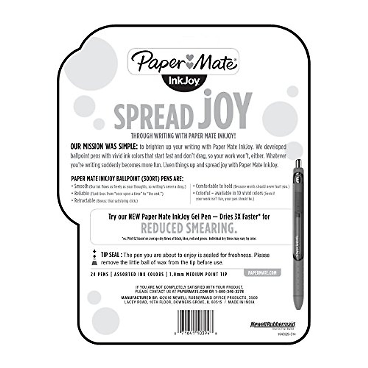 Paper Mate InkJoy 300RT Retractable Ballpoint Pens, Medium Point, 8 Ink Colors, 24 Pack (1945926)