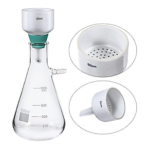 Buchner Funnel Filtering Kit, Vacuum Filter Flask Set with 1000 ml Filter Bottle and 80 mm Funnel, Borosilicate Glass Lab Vacuum Filtration Distillation Apparatus (Green)