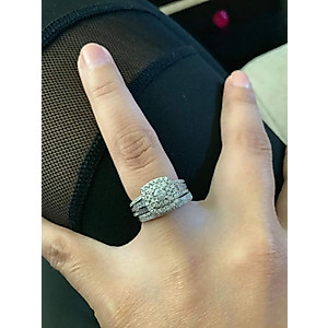 Ayafee 1 Carat (ctw) Bridal Set 5A Cubic Zirconia engagement rings for women Platinum Plated Silver ring Cubic Zirconia rings -7