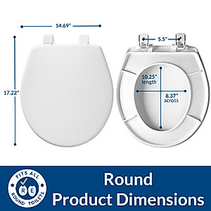 Mayfair Caswell Toilet Seat and Bidet Bundle, Slow Close Plastic Toilet Seat with Non-Electric, Easy to Install SlimGlow Bidet Attachment, Round, White