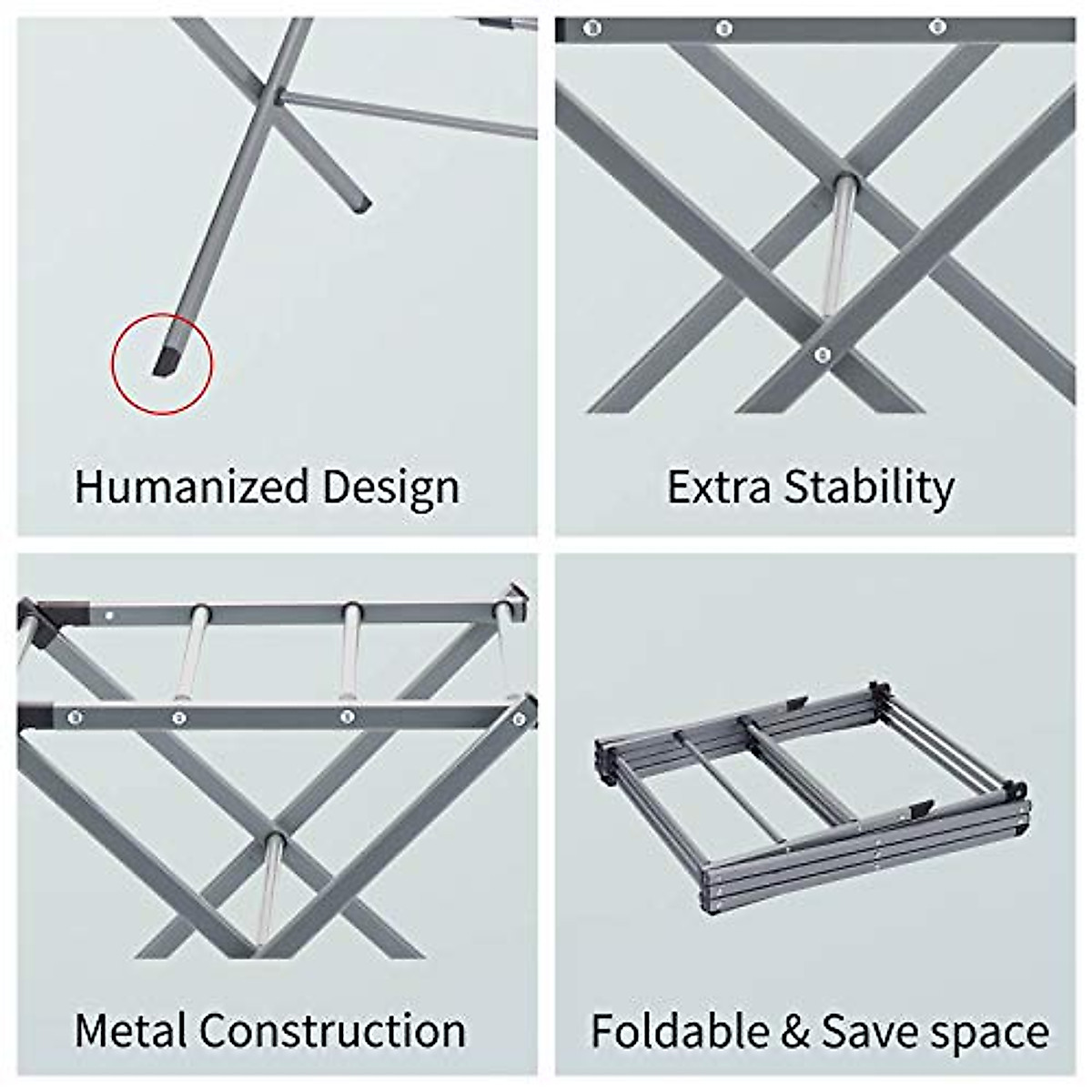 Vivianrack 3-Tier Clothes Drying Rack for Laundry, Folding Clothes Drying Rack Indoor Metal Steel Clothing Drying Dryer, Accordion Design Laundry Rack，Towel Rack(Silver Gray)