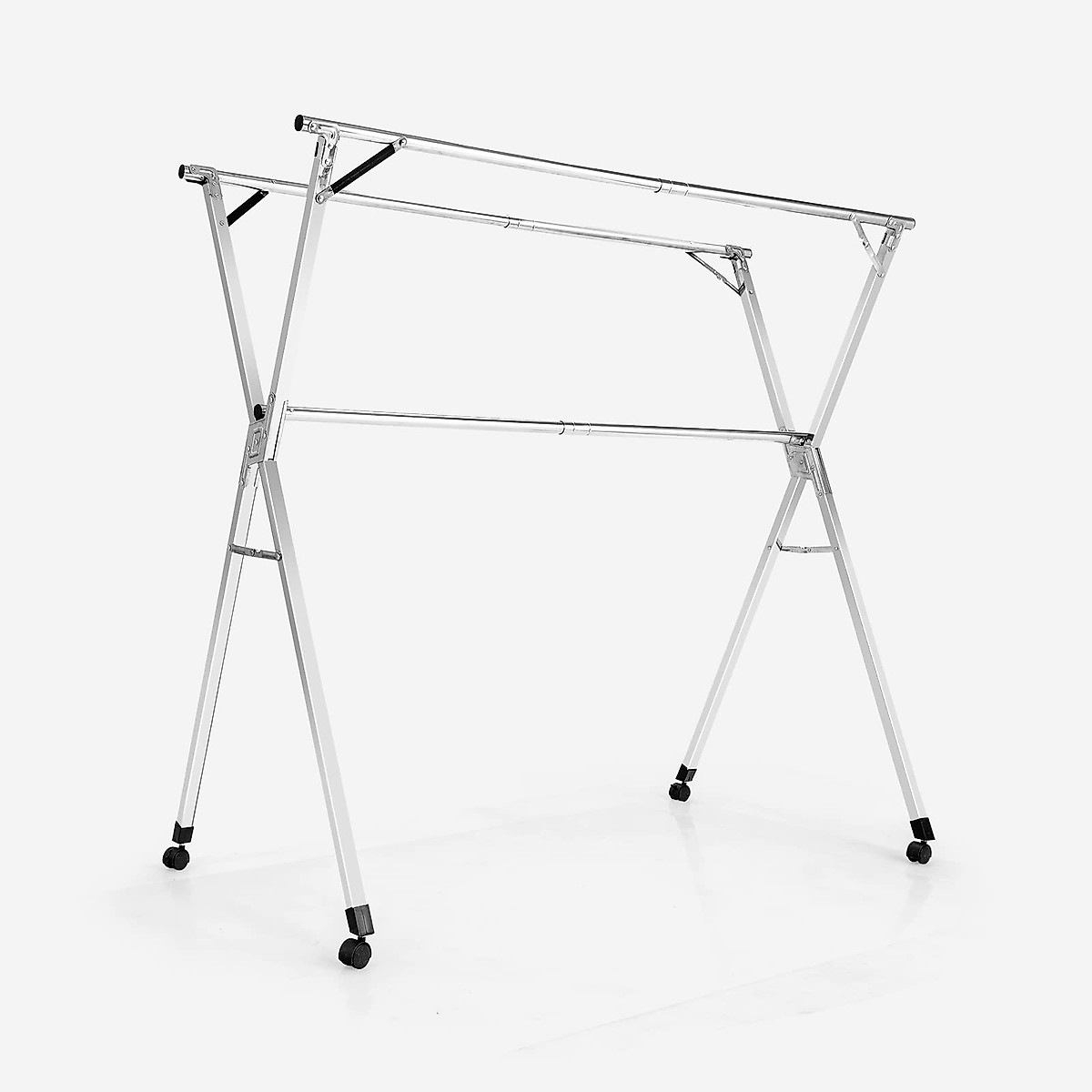 Nightcore Clothes Drying Rack, Stainless Steel Garment Rack with 4 Universal Wheels, Free of Installation, Foldable & Length Adjustable Hanger Rack for Indoor Outdoor