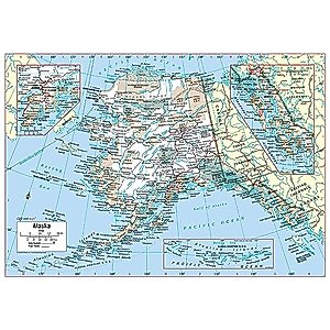 Cool Owl Maps Alaska State Wall Map Poster Large Print Rolled 34W"Hx24"H - paper