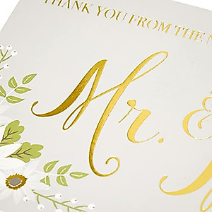 Sustainable Greetings 48 Pack New Mr and Mrs Wedding Thank You Cards with Striped Decorative Envelopes (4x6 In)