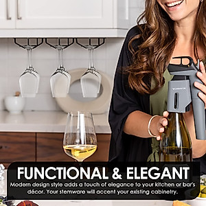 Nickel Wine Glass Rack, Wine Glasses Hanger for Cabinet Kitchen Bar, Stainless Steel Storage, Metal Organizer, Under Shelf Stemware Rack…