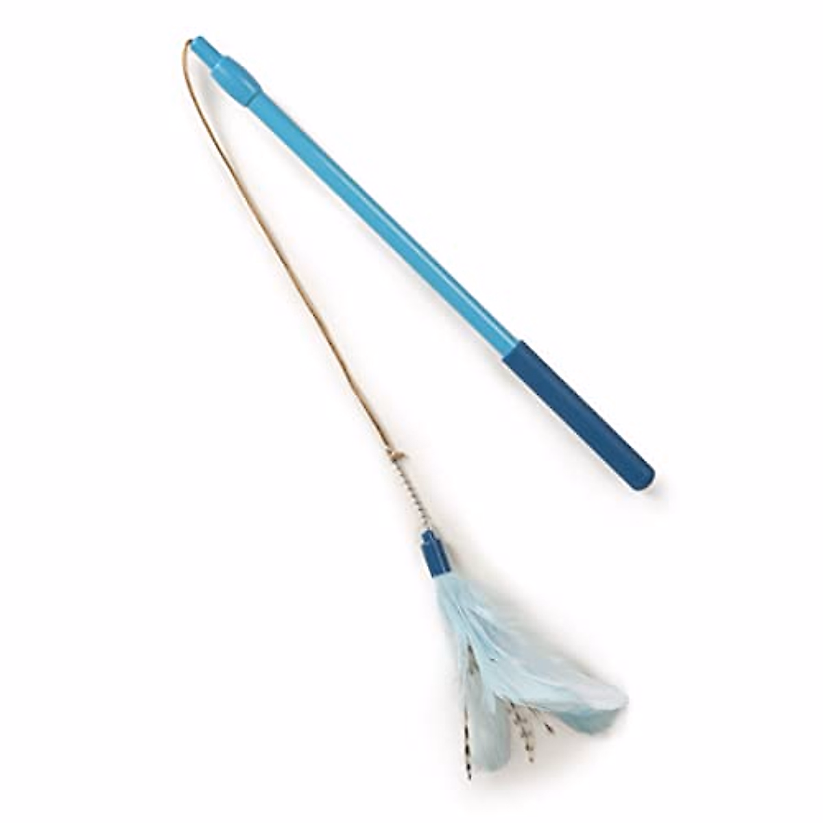 SmartyKat Frisky Flyer Feather Wand Cat Toy, Extendable Up to 24" - Blue, One Size