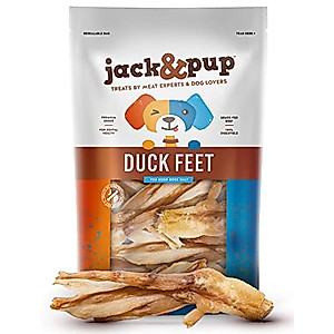 Jack&Pup Premium Grade Duck Feet Dog Chew, All Natural Dog Treats for Medium Dogs - High in Glucosamine Chondroitin for Dogs for Hip and Joint, Dehydrated Duck Feet Dog Treats for Small Dogs (20 pack)