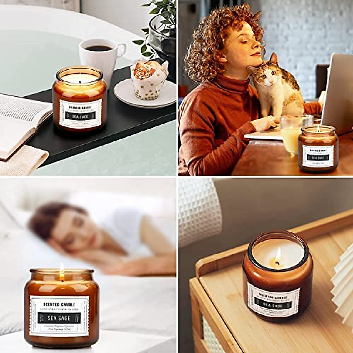 2 Pack Candles Gifts for Women, 31 Oz Sage Candles for Home Scented Soy Wax Large Jar Aromatherapy Candles for Cleansing House, Ideal Birthday and Mother's Day Gifts for Mom, Wife, Girlfriend, Sister