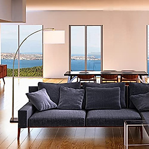 Brightech Logan Arc Floor Lamp, Bright Standing Lamp for Living Rooms, Offices & Bedrooms, Modern Living Room Décor, Tall Hanging Floor Lamp for Reading and More – Gold/Brass