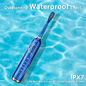 Tylola Travel Portable Sonic Electric Toothbrush for Adults-10 Dupont Premium Replacement Heads-1 Minute Automatic Cleaning &Drying Function-2 Minute Smart Timer-4 Modes,3 Intensity-Royal Blue