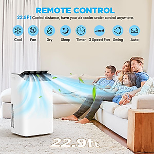 KAMLAM 12000 BTU Portable Air Conditioners for Room up to 500 sq.ft, 3-IN-1 Quiet Cooling Portable AC Unit with Fan & Dehumidifier Function, 24H Timer Sleep Mode, Remote Control & Windows Kit Included