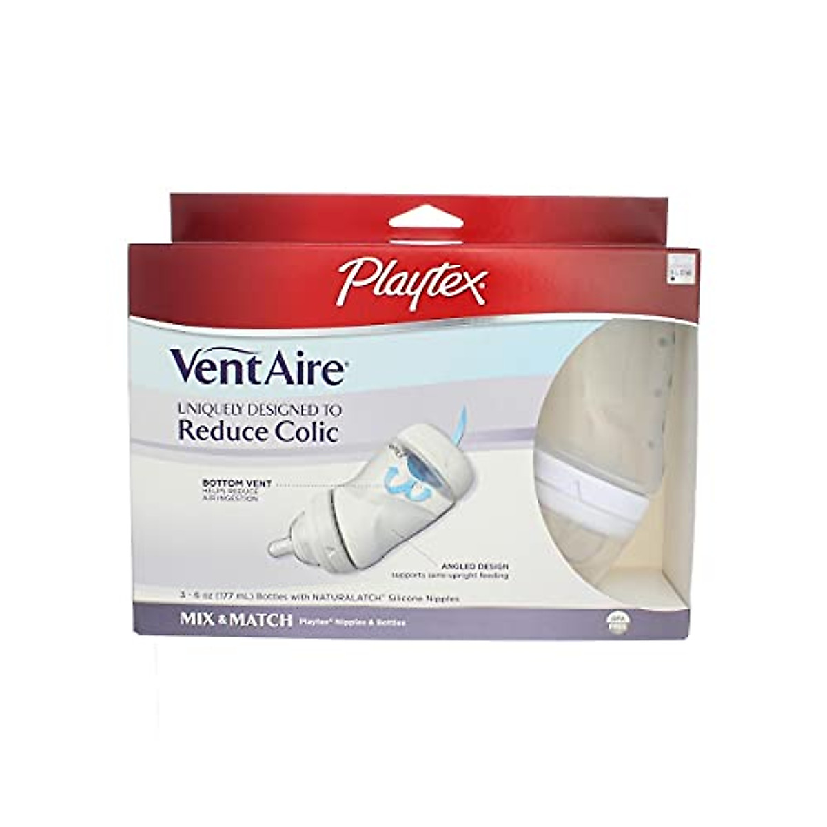Playtex VentAire Advanced Natural Feeding System Bottles, Slow Flow, Wide/6oz, 3 ea
