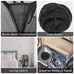 Pop-up Laundry Hamper, Folding Mesh Laundry Basket with Durable Handles, Collapsible Clothes Hampers for Kids Room, College Dorm, Travel