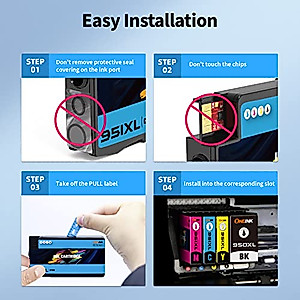 Compatible HP 951 Ink Cartridges Replacement for HP 950 951, Work for HP Officejet Pro 8600 8610 8620 8625 8100 Printer, 4Pack of 950xl and 951xl Ink cartridges Combo Pack