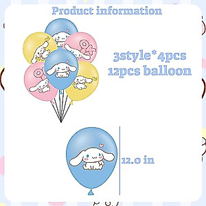 Cinnamoroll Birthday Decorations, 17PCS Anime Foil Balloons Party Balloons, Kawaii Cartoon Theme Birthday Party Supplies For Girls Party Supplies Party Decoration Favors Foil Balloon Set