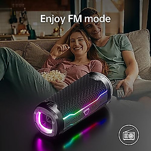 Bluetooth Speakers, Portable Bluetooth Speakers Wireless with 20W Loud Stereo Sound, IP7 Waterproof Shower Speaker Colorful Flashing Lights, Built-in Mic Hands-free Calling, for Outdoor Home Party