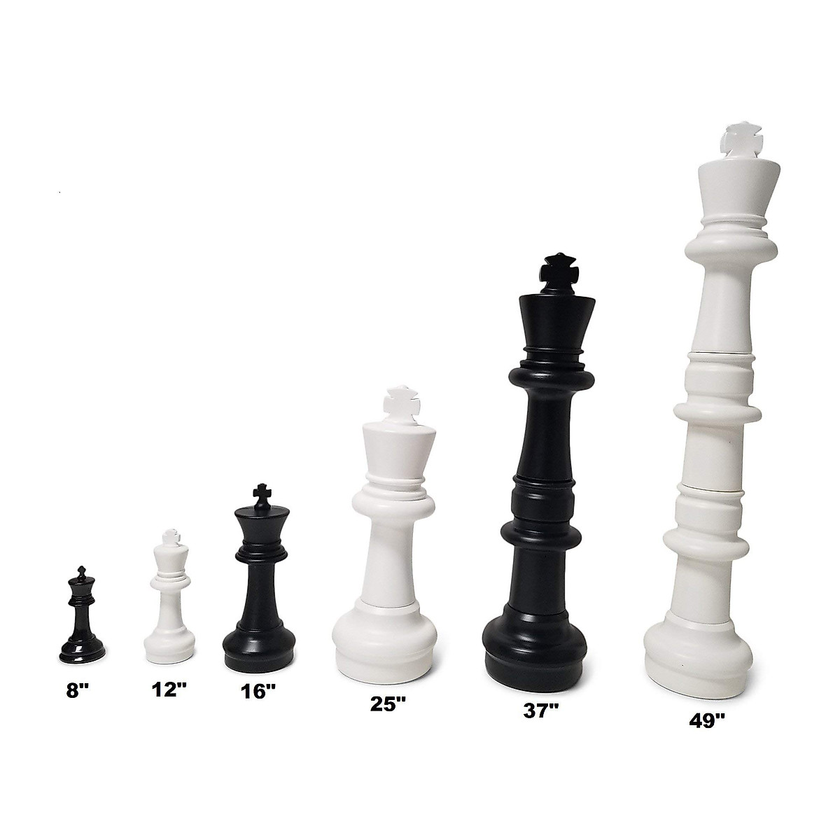 MegaChess Large Chess Pieces and Large Chess Mat - Black and White - Plastic - 12 inch King