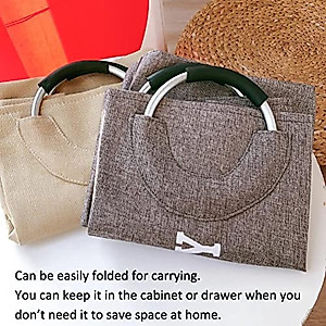 BoMao Laundry Bag, Collapsible Fabric Laundry Hamper with Cushioned Handles, Square Storage Basket for Store Clothes and Toys (Grey)