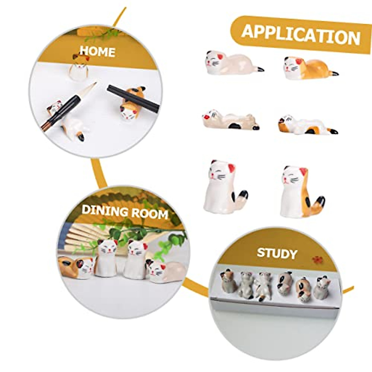 Ciieeo 6pcs Cat Chopstick Rest Chopstick Rack Pillow Ceramic Chopsticks Stand Tableware Holder Ceramic Rabbit Figurine Decorative Chopstick Rest Spoon Rest Holder Kitten Ceramics