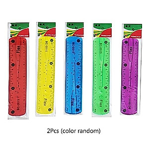 Thereisno 2 Pieces Color Flexible Rulers Soft Bendable Plastic Rulers Duals Scale Bendable Flexible Rubber Rulers Clear Straight Ruler 2 Pieces Flexible Ruler Hanging Pendant