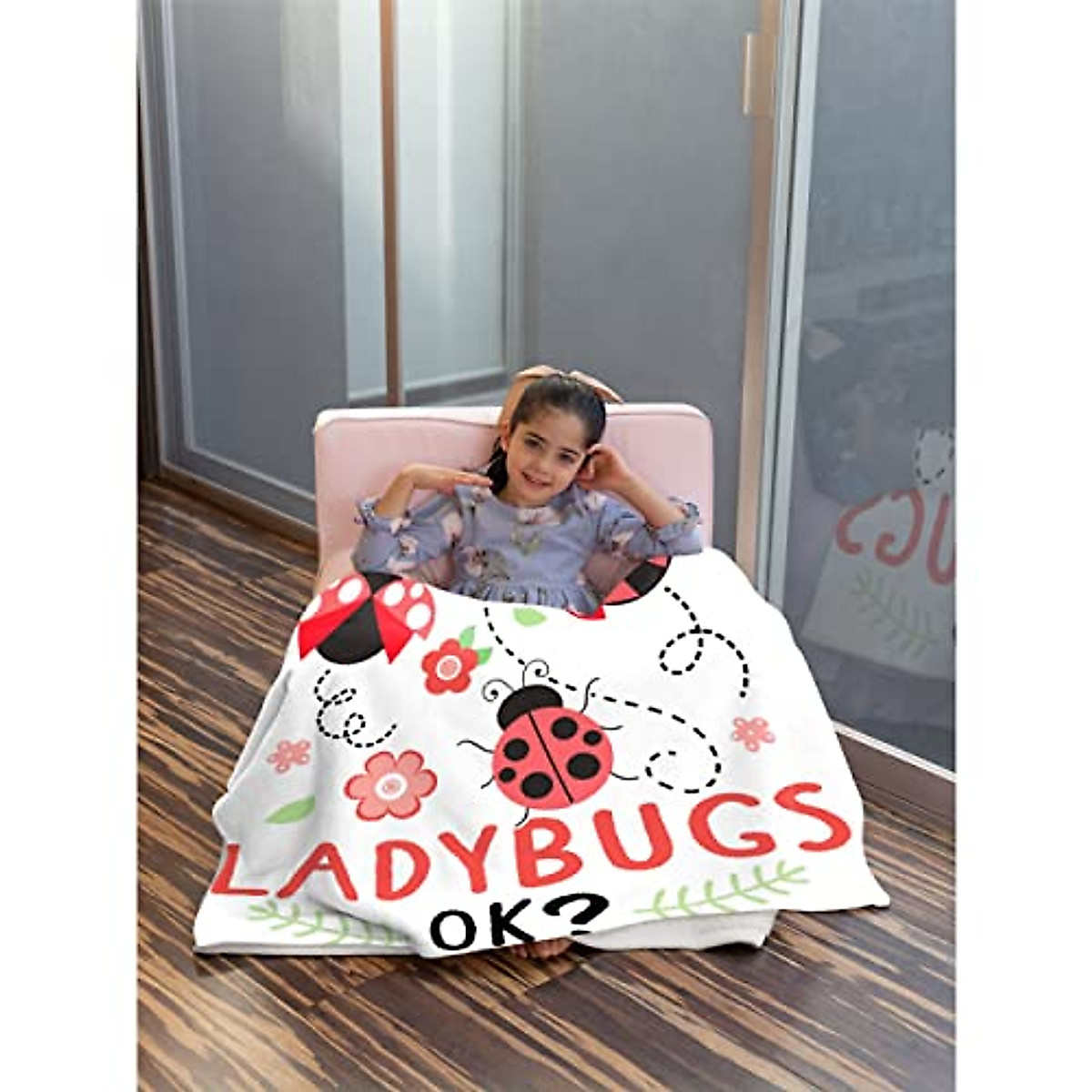Ladybug Blanket Gifts for Women - Really Like Ladybugs Flannel Fleece Blanket- Red Ladybug Throw Blanket Super Soft Warm Cozy Bed Couch or Car Animal Lover Gifts to Kids Women 40"x30" for Pets