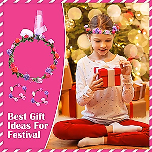 Loycyoec Flower Crowns Kit for Girls, Make Your Own Flower Crowns and Bracelets, Handmade Flower Crown Wreath Headbands, DIY Fairy Flower Headbands for Girls Gift