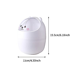 Mini Desk Trash Can, Cute Bear Shape Trash Can, Wastebasket 4 L Capacity Cartoon Desktop Trash Can with Lid Garbage Container Bin Small Garbage can with for Bathroom Kitchen Office Dorm