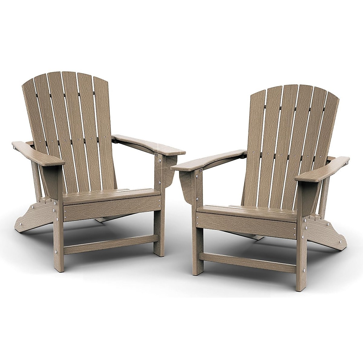 BRIOPAWS Adirondack-Chairs-Set of 2 | Wood Grain | Fire Pit Chair | Oversized | HDPE Plastic | Weather Resistant | for Deck Outdoor Poolside Campfire