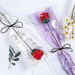 OUKEYI 150 Counts /6 Colors Flower Wrapping Paper Single Rose Packaging Bag,Florist Bouquet Supplies,Waterproof Floral Wrapping Paper 17.7 * 5 * 1.8Inch