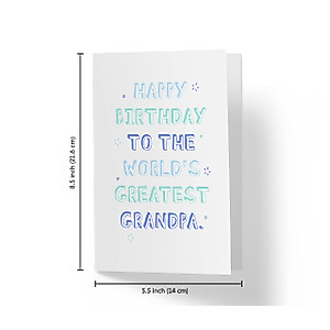 Karto Greeting Card - Large Funny Birthday Card for Grandpa, 8.5 x 5.5 inches, Includes Red Envelope - Greatest Grandfather