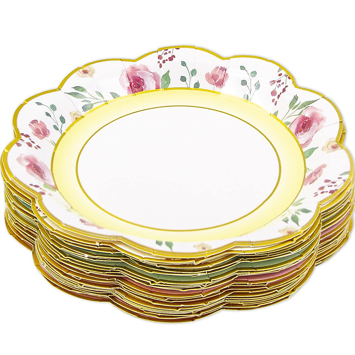 Fancy Land Floral Paper Plates 7.28 Inches Vintage Small Party Plate 24 ct