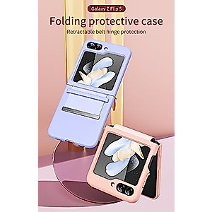 YJZSKRXFAK Case for Samsung Galaxy Z Flip5 5G 2023, Slim Fit Protective Cover with Stretchable Soft Hinge Protection Case for Galaxy Z Flip 5-Light Green