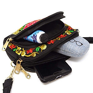 Honbay 1PCS Yunnan Ethnic Style Handmade Embroidered Crossbody Bag Mini Canvas Shoulder Bag