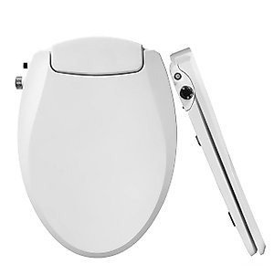 Plexon Plastic Non-Electric Bidet Toilet Seat, Elongated, White, 20. 03 in. L x 14.39 in. W x 2. 55 in. H