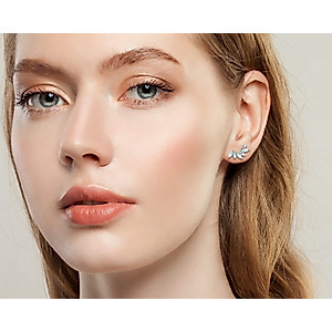 Sterling Silver Opal Stud Earrings for Women, Hypoallergenic Marquise Cut Birthstone Birthday Gift Fine Jewelry for Her Mothers Day