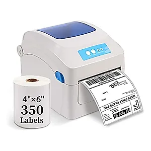 Shipping Label Printer, Barcode Thermal Direct Printer for Amazon Ebay PayPal Etsy Shopify Shipstation Stamps.com Ups USPS FedEx DHL, 4x6 inch with 350 Labels Not for Mac