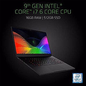 Razer Blade 15 Gaming Laptop 2019: Intel Core i7-9750H 6 Core, NVIDIA GeForce RTX 2070 Max-Q, 15.6" FHD 1080p 240Hz, 16GB RAM, 512GB SSD, CNC Aluminum, Chroma RGB Lighting, Thunderbolt 3