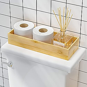 Toilet Tank Tray, Guest Towel Organizer Holder, Bathroom Accessory Vanity Bamboo Tray Wood Sink Tray, Perfume Tray for Home Decoration 15” L x 6” W x 3” H