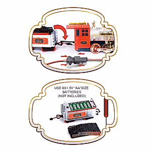 Christmas Train Sets Gift with Lights & Sounds Steam Locomotive Engine, Operated Electric Classical Train Toy with Real Smoke Cargo Cars & Tracks for Over 3 Years Old Boys Girls