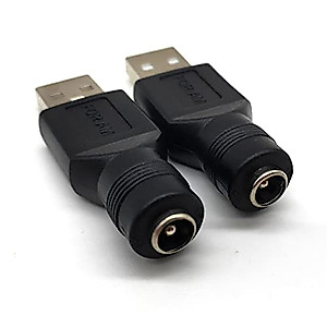 USB to DC Power Adapter, Traodin USB 2.0 Male to DC 5.5mm x 2.1mm Female 5V Connector Power Charging Adapter for USB Charging Device and for Laptop PC (2Pcs) (USB M/5.5x2.1 F)