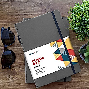 Thick Hardcover Journal Notebook - Ruled/Lined A5 (5x8 inch), Deluxe 120gsm Paper, Lays Flat for Writing, Professional Notebooks for Work, Business, Office, Executive, Gifts for Men and Women - Gray