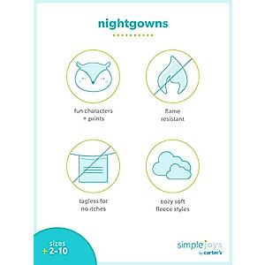 Simple Joys by Carter's Girls' Fleece Nightgowns, Pack of 2, Grey/Pink Owl, 4-5