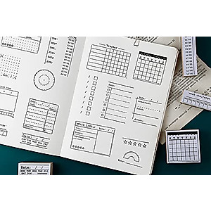 Tosnail 18 Pieces Bullet Journal Stamps, Decorative Rubber Stamp Set, Calendar Planner Stamps Wooden Stamps Bujo Stencils for to Do List, Tasks, Diary, Planner, Letters, Scrapbook, Cards, Crafts
